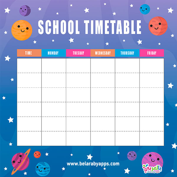 Free Printable School Timetable Planner Template Belarabyapps